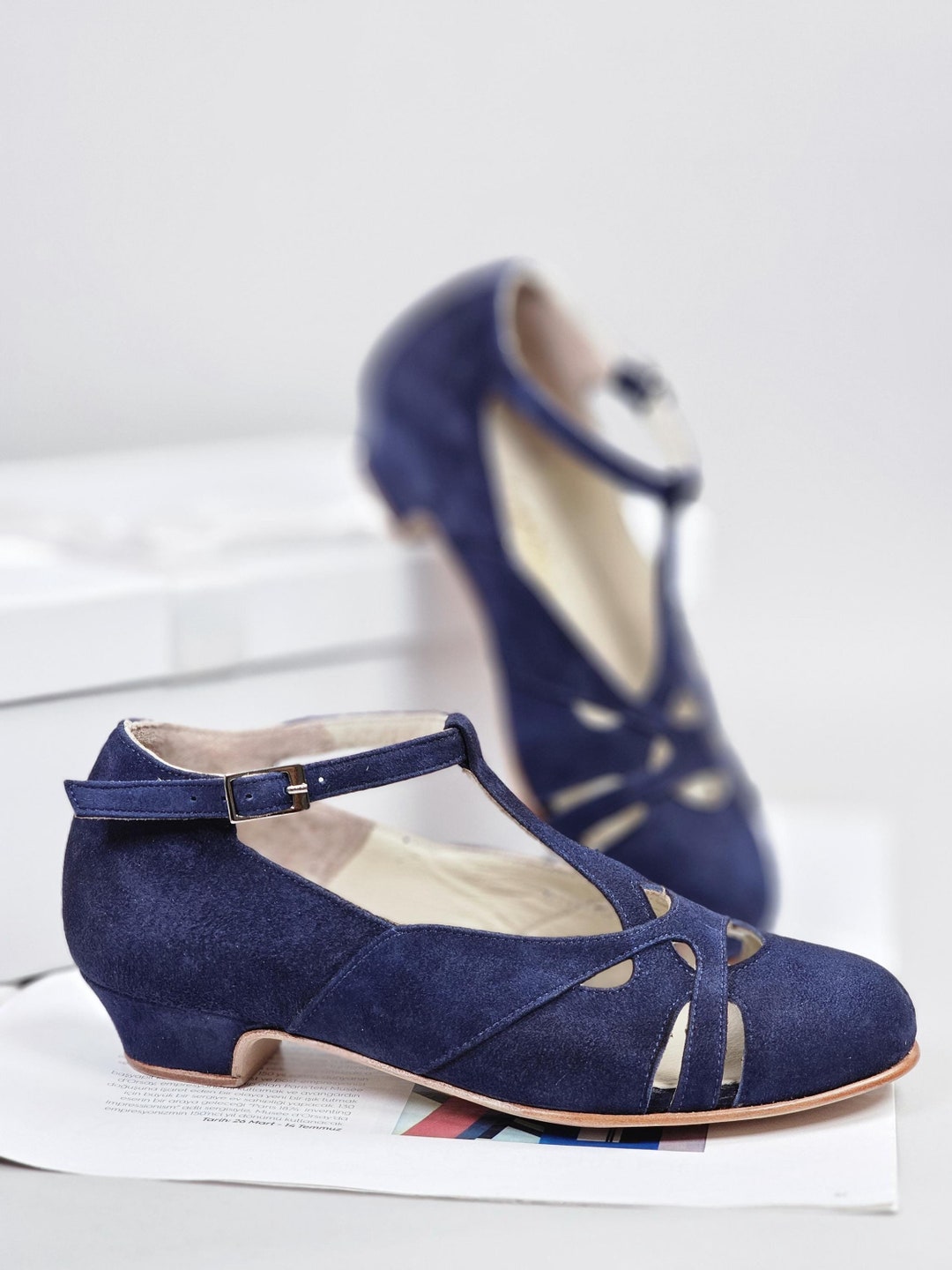 Spring in Dark Blue Suede | Swing Dance Shoes | Vintage Shoes ...