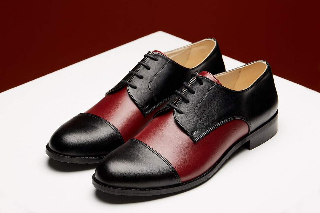 California in Black & Bordeaux Faux Leather | Unisex Swing Dance Shoes ...