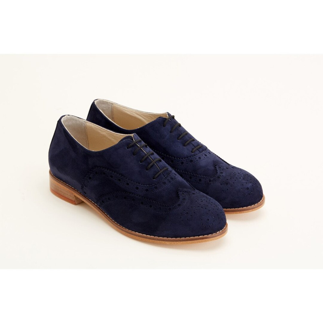 Brogue in Dark Blue Suede | Unisex Swing Dance Shoes | Vintage Shoes ...