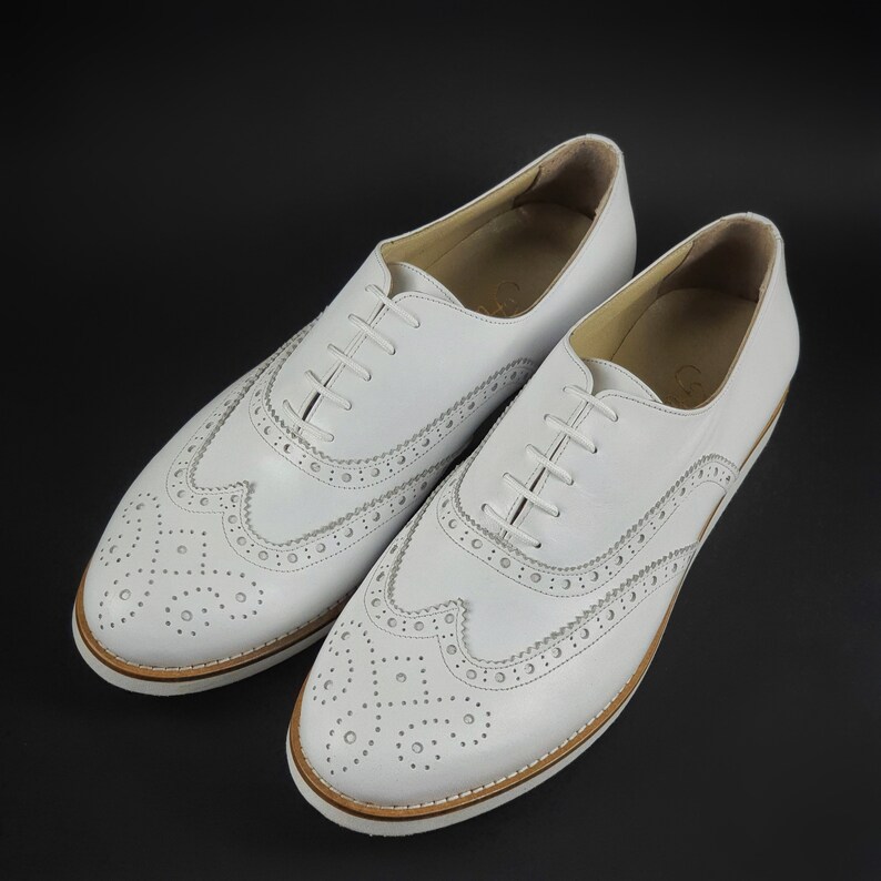 Brogue in White Leather Unisex Swing Dance Shoes Vintage - Etsy