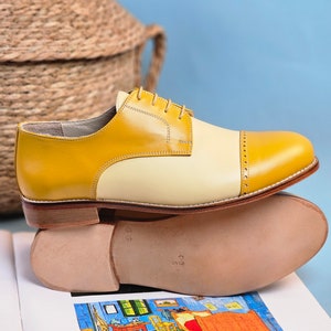 California in Yellow & Lemon Yellow Leather | Unisex Swing Dance Shoes ...