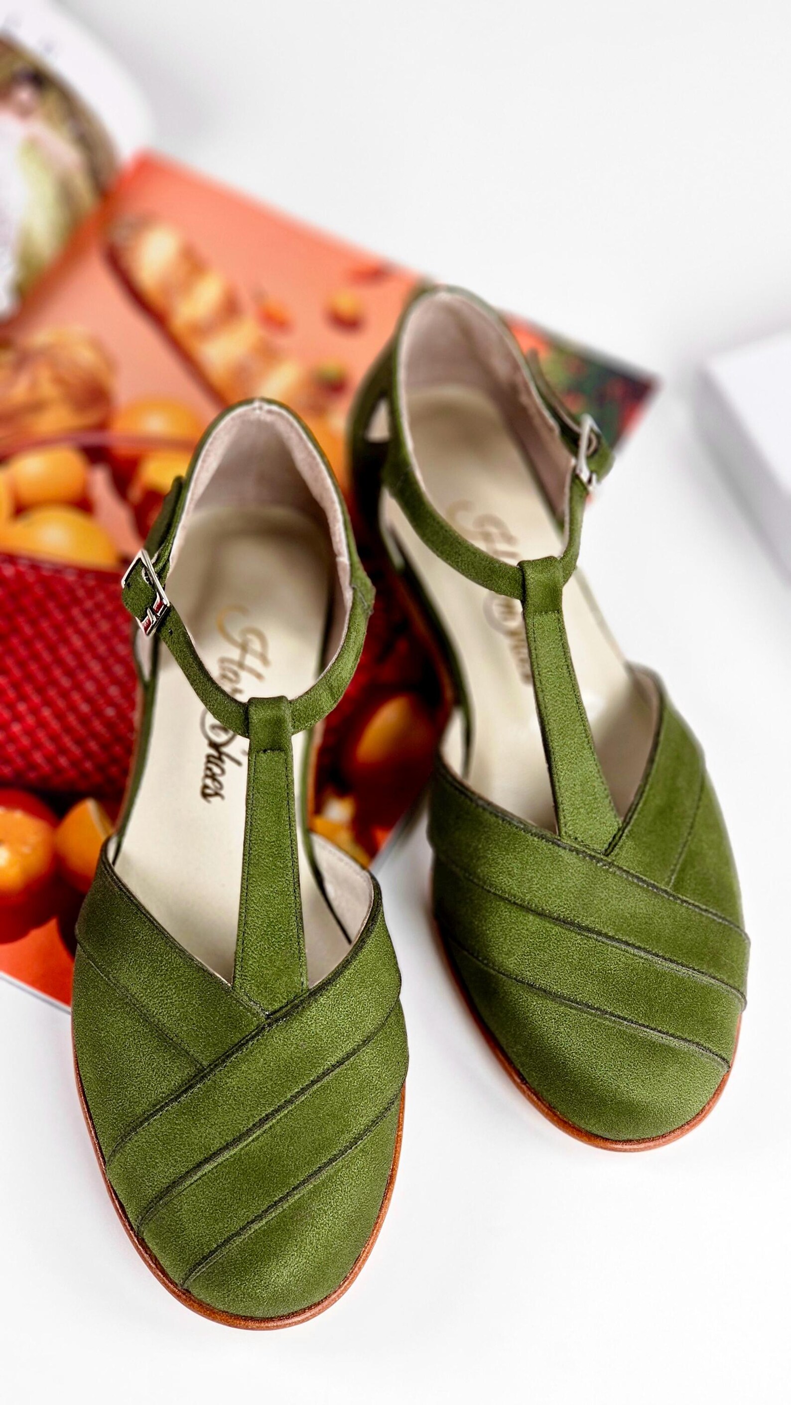 Sugar in Faux Green Suede | Women Swing Dance Shoes | Vintage Shoes ...