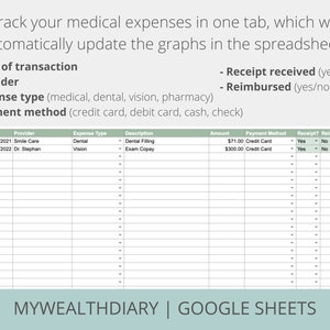 HSA Expense Tracker - Google Sheets - Etsy