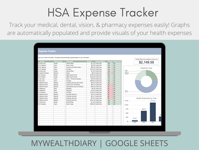HSA Expense Tracker - Google Sheets - Etsy