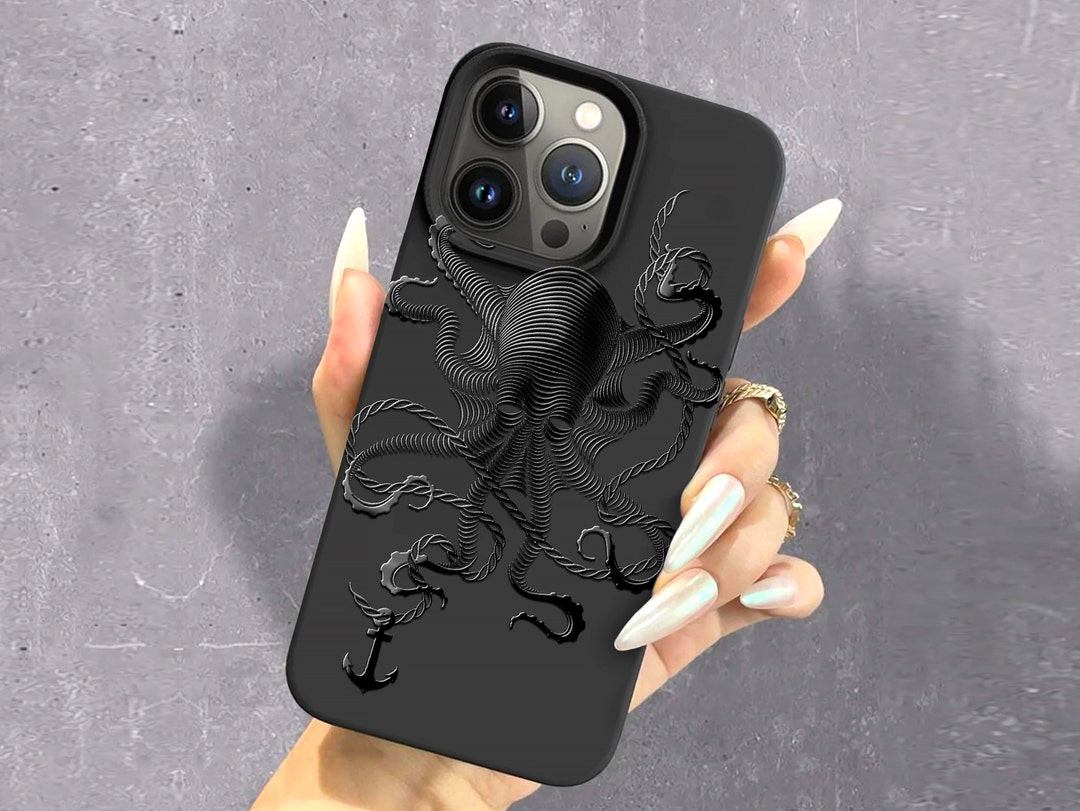 Octopus iPhone Case Line Art iPhone Case Embossed Phone Case iPhone 15 ...