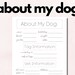 Printable Dog Information Sheet | Digital Download - Etsy