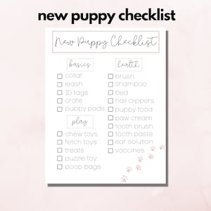 New Puppy Checklist | Digital Download Puppy Needs - Etsy
