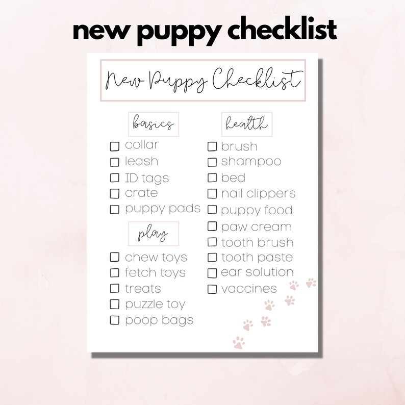 New Puppy Checklist | Digital Download Puppy Needs - Etsy