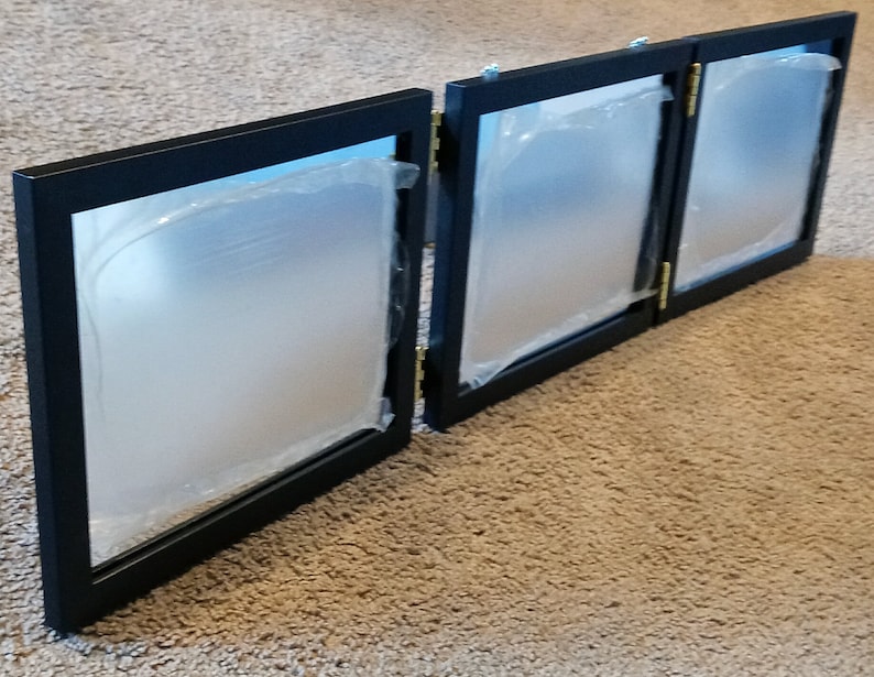 Custom Tri Fold 3 Way Mirror Black Wood Frame 8x10 Mirrors for | Etsy