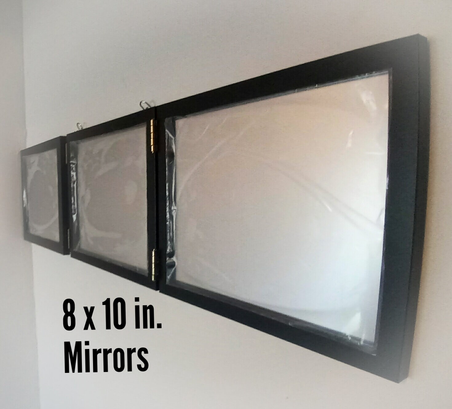 Custom Tri Fold Three Way Hanging Mirror | Black Wood Frames | Great ...
