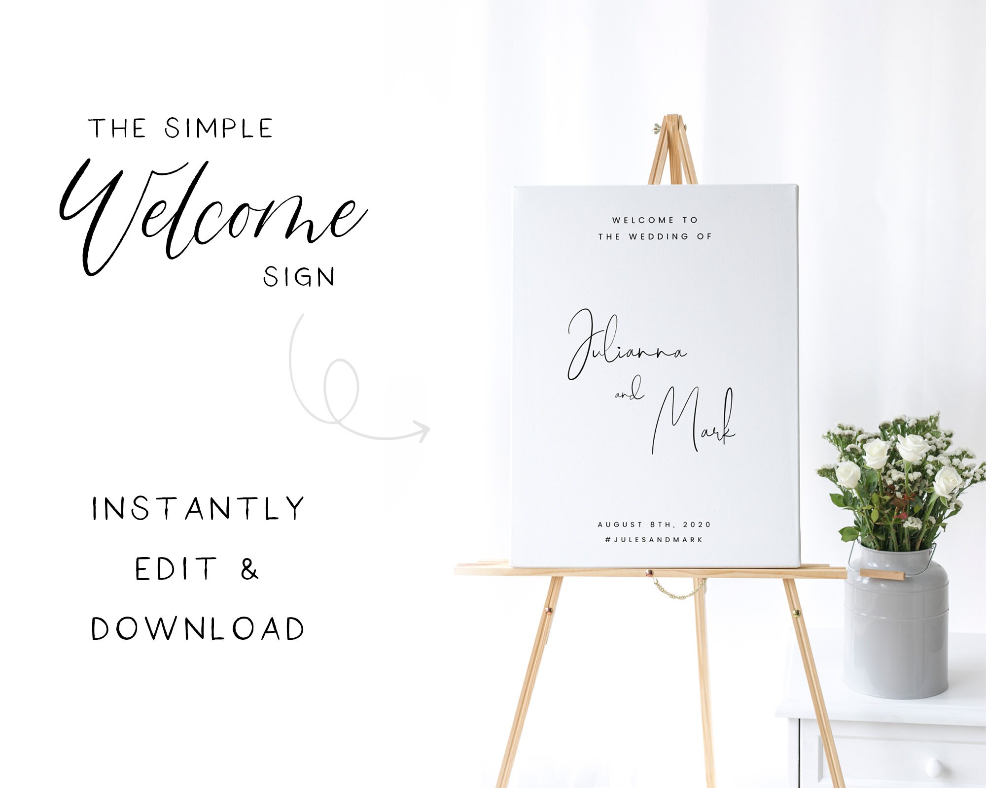 Simple Wedding Welcome Sign Template, DIY, Editable and Instant ...