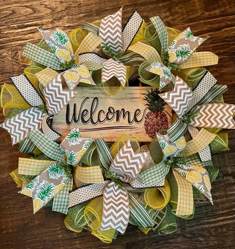 Welcome Deco Mesh Wreath Front Door Wreath Everyday - Etsy