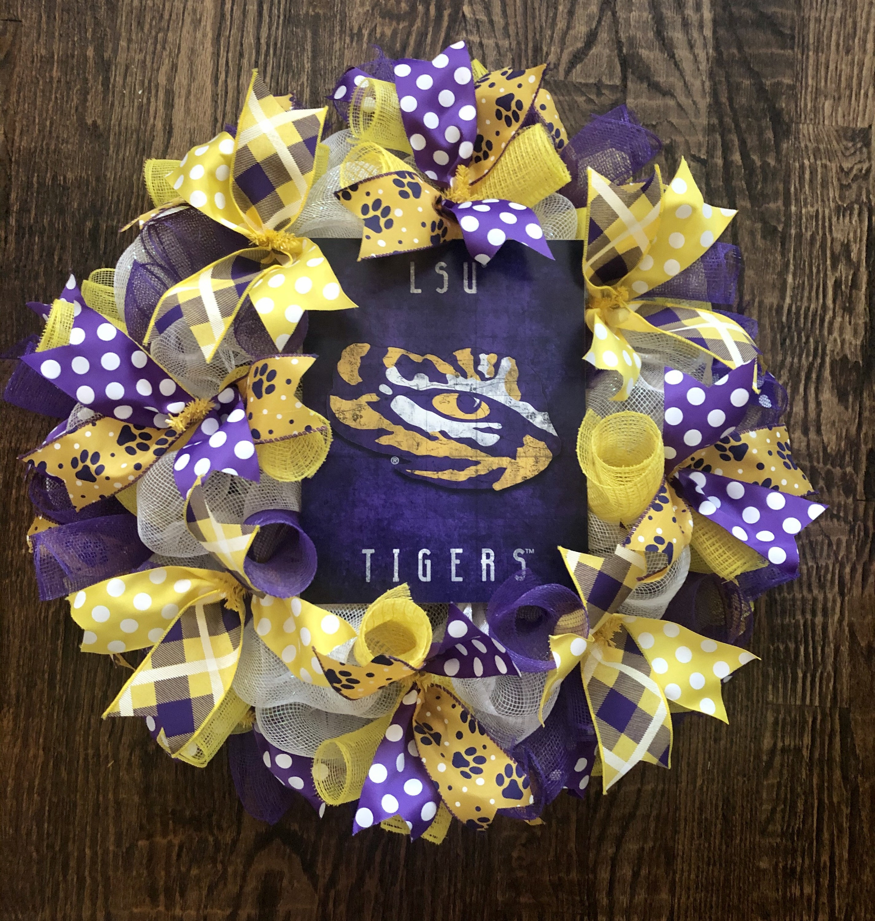 LSU wreath deco mesh wreath front door wreath Tigers | Etsy