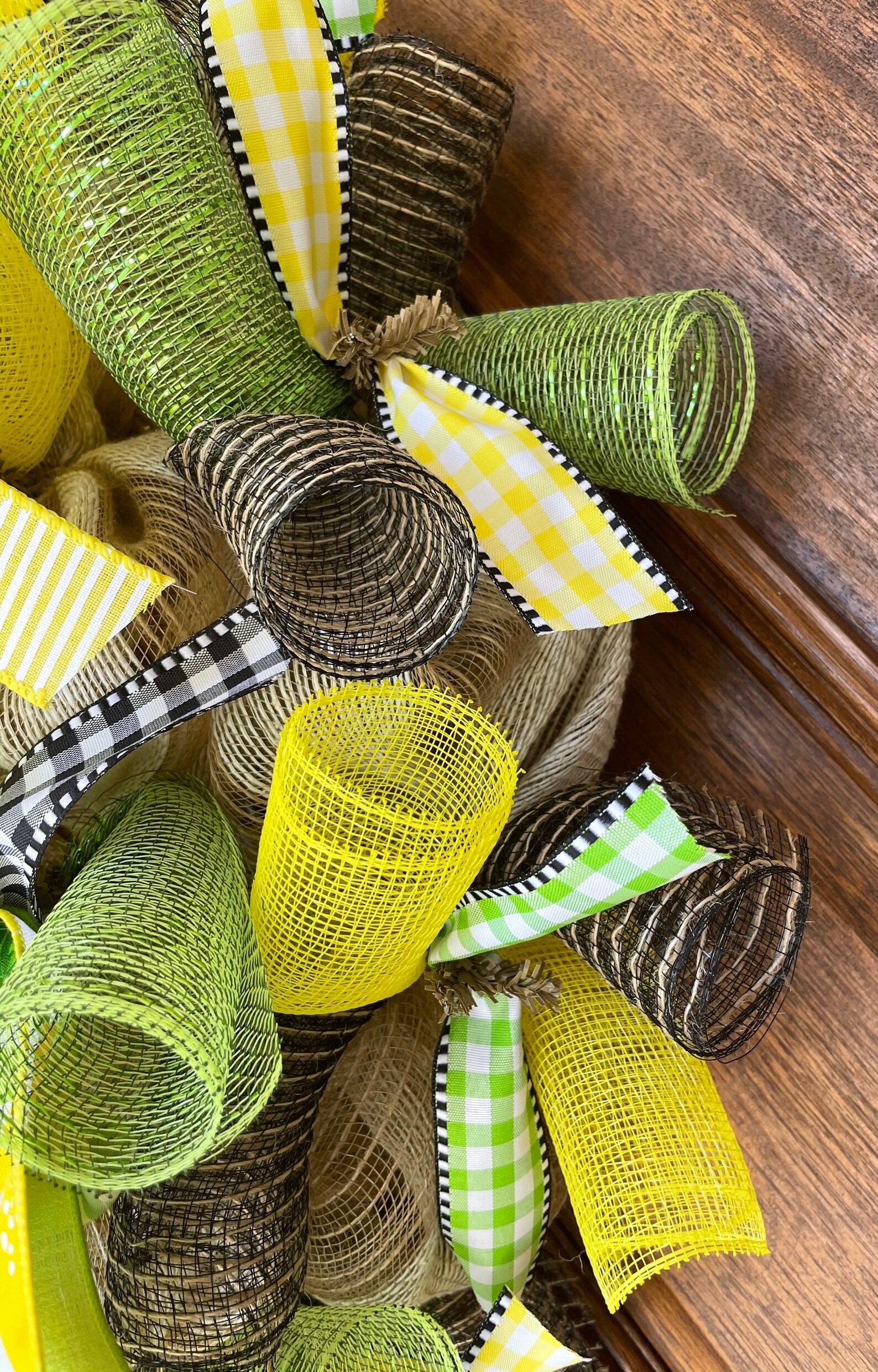 Lemons deco mesh wreath spring wreath everyday wreath front | Etsy