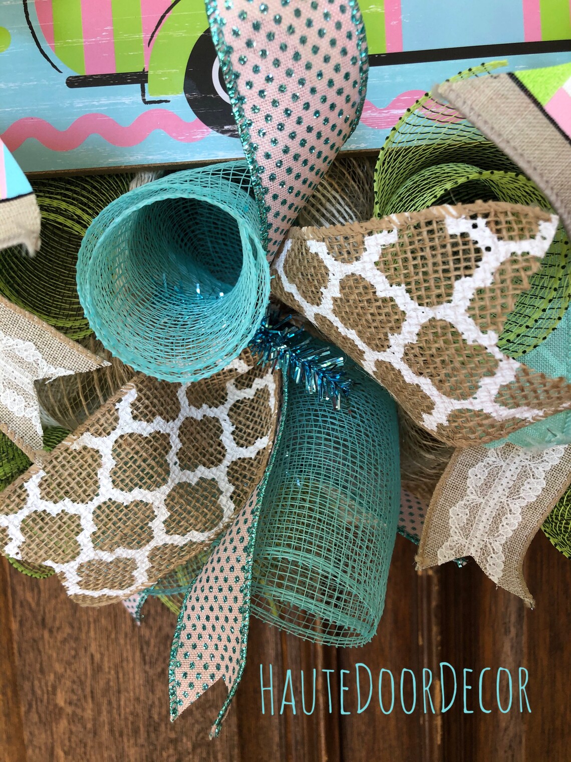 Spring Deco Mesh Wreath, Deco Mesh Wreath, Front Door Wreath, Summer ...