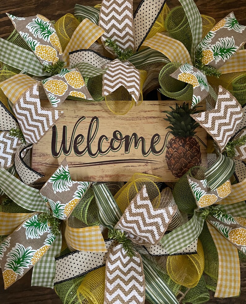 Welcome Deco Mesh Wreath Front Door Wreath Everyday - Etsy
