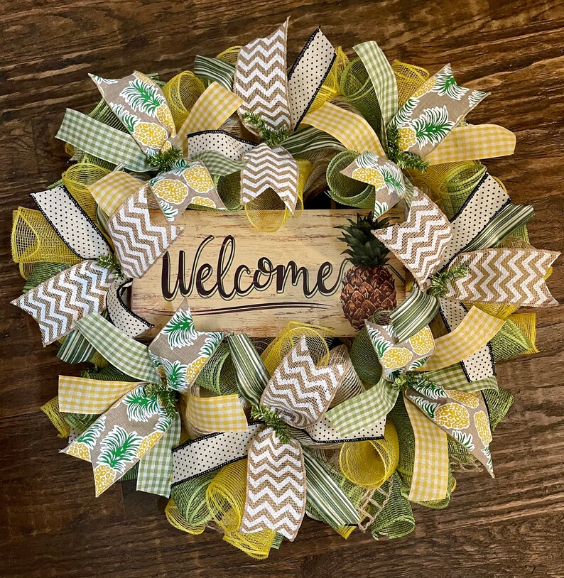 Welcome Deco Mesh Wreath Front Door Wreath Everyday - Etsy