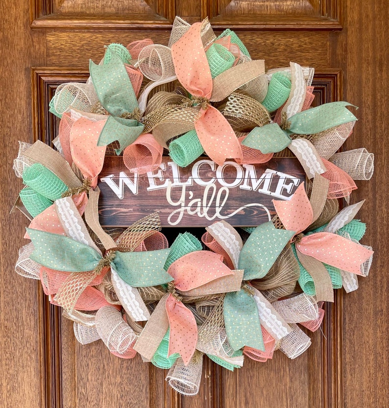 Everyday Deco Mesh Wreath Front Door Wreath Farmhouse | Etsy