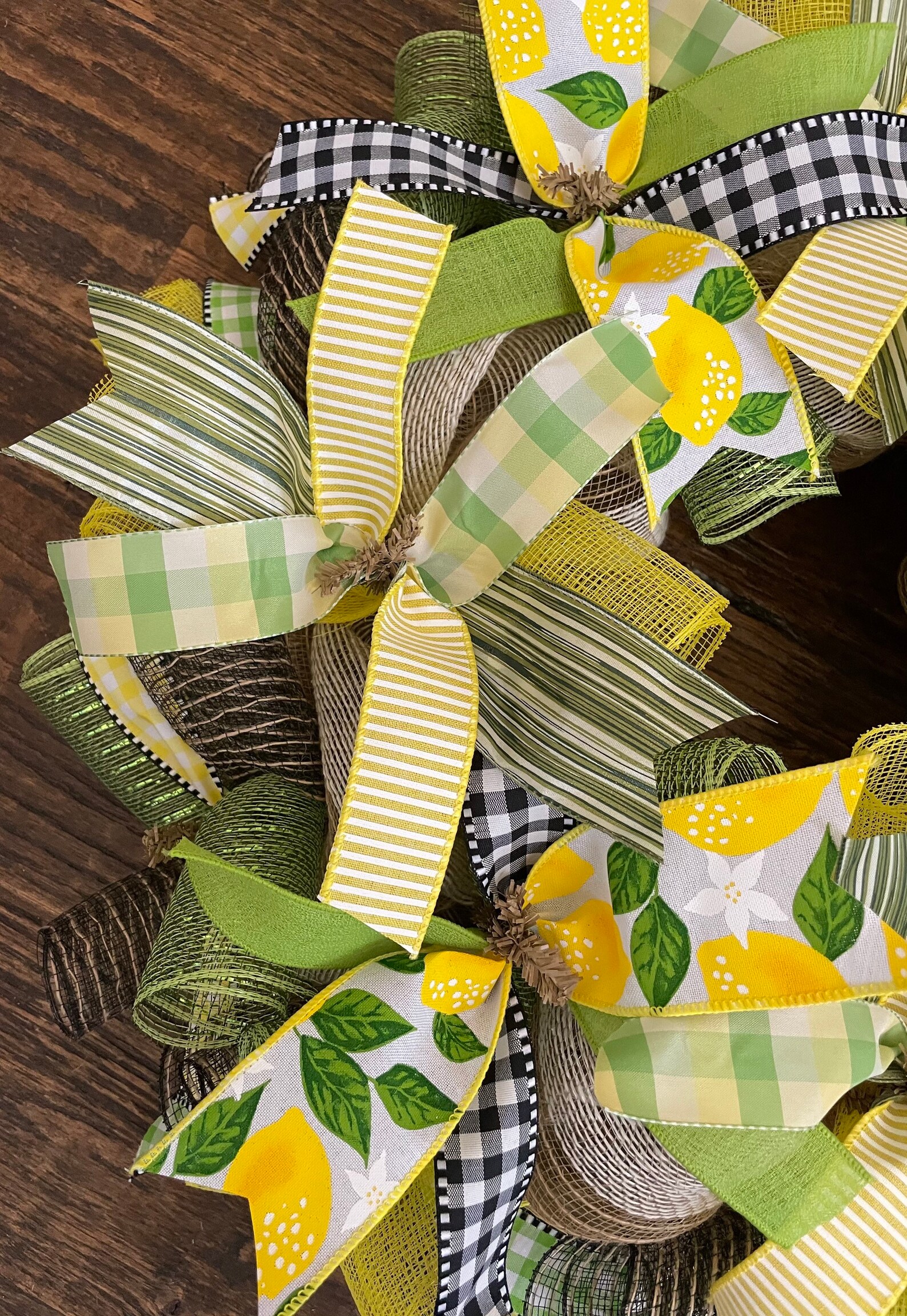 Lemons deco mesh wreath spring wreath everyday wreath front | Etsy