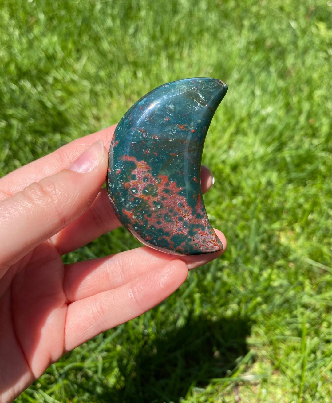 Ocean Jasper Moon, Crescent Moon, Ocean Jasper Carving, Sea Jasper ...