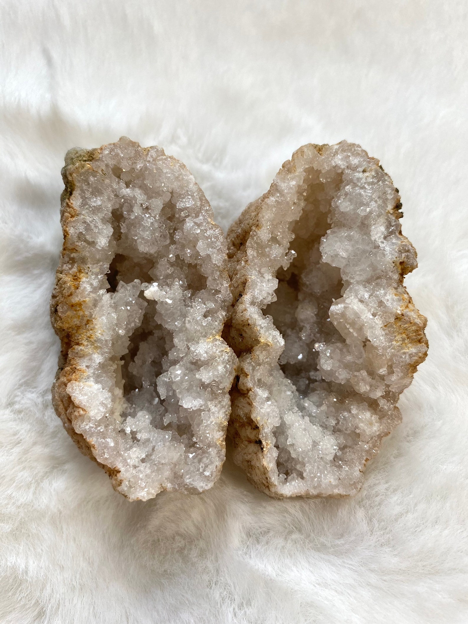 White Quartz Geode Pair Pair of Moroccan Clear Quartz Geodes - Etsy