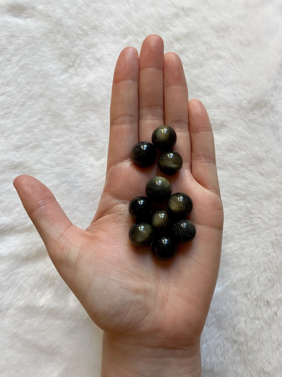 Mini Gold Obsidian Sphere, Gold Sheen Obsidian Crystal, Mini Tumbled ...