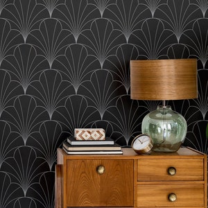 Dark Art Deco Geometric Damask Pattern Wallpaper | Self Adhesive | Peel ...