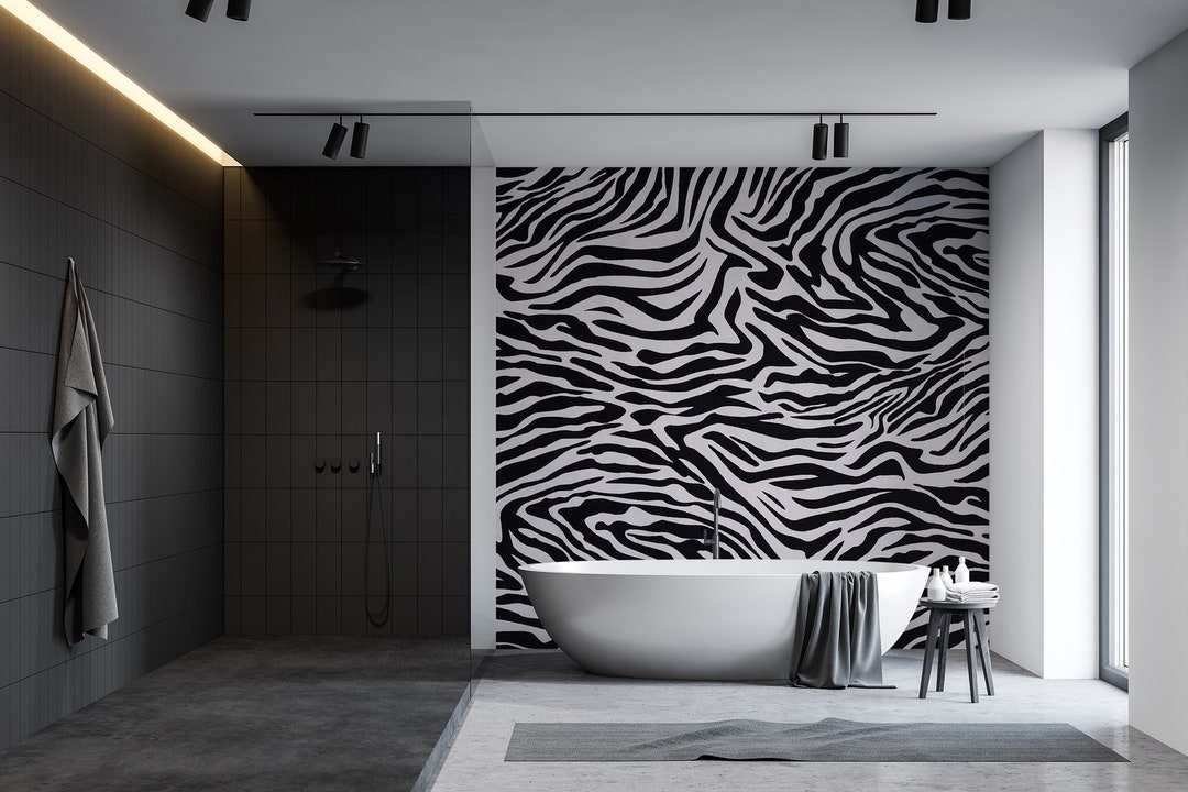 Zebra Print Wallpaper, Animal Wallpaper, Abstract Wall Mural • Peel and ...