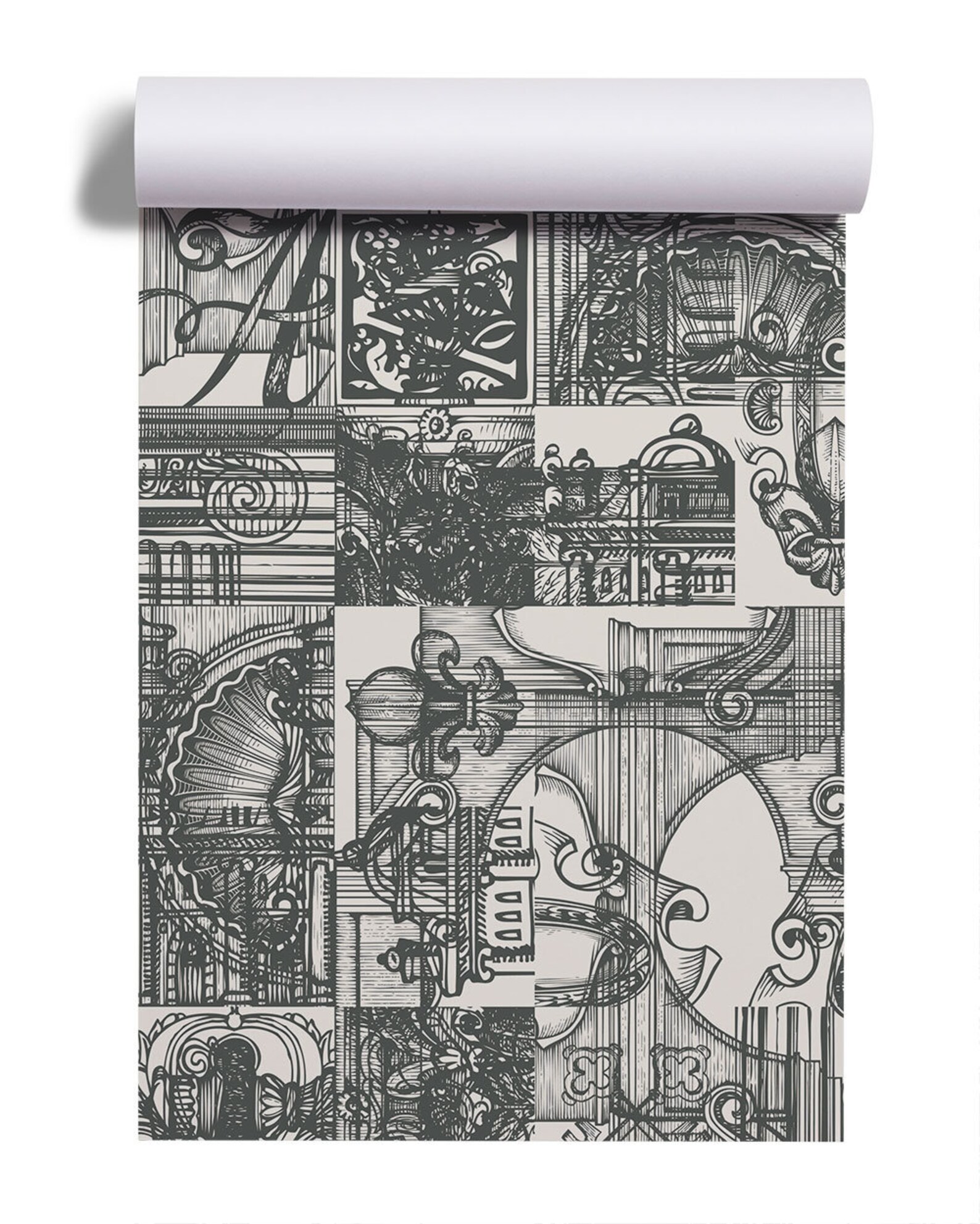 Vintage Ancient Medieval Wallpaper Architectural Pattern & - Etsy