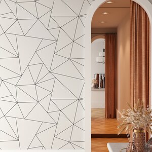 White Geometric Wallpaper, Triangular Modern Pattern • Peel and Stick ...