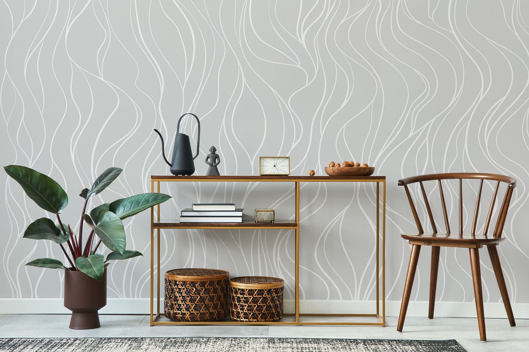 Abstract Wall Mural, Linear Art Work Wallpaper • Peel and Stick *self ...