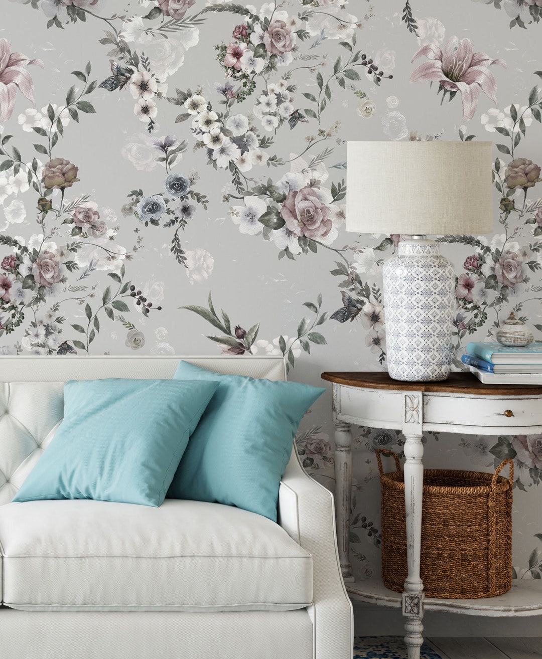 Retro Vintage Floral Wallpaper, Small Floral Pattern, Classic Floral ...