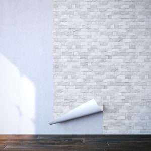 Elegant White Brick Pattern Wall Photo Wallpaper | Self Adhesive | Peel ...