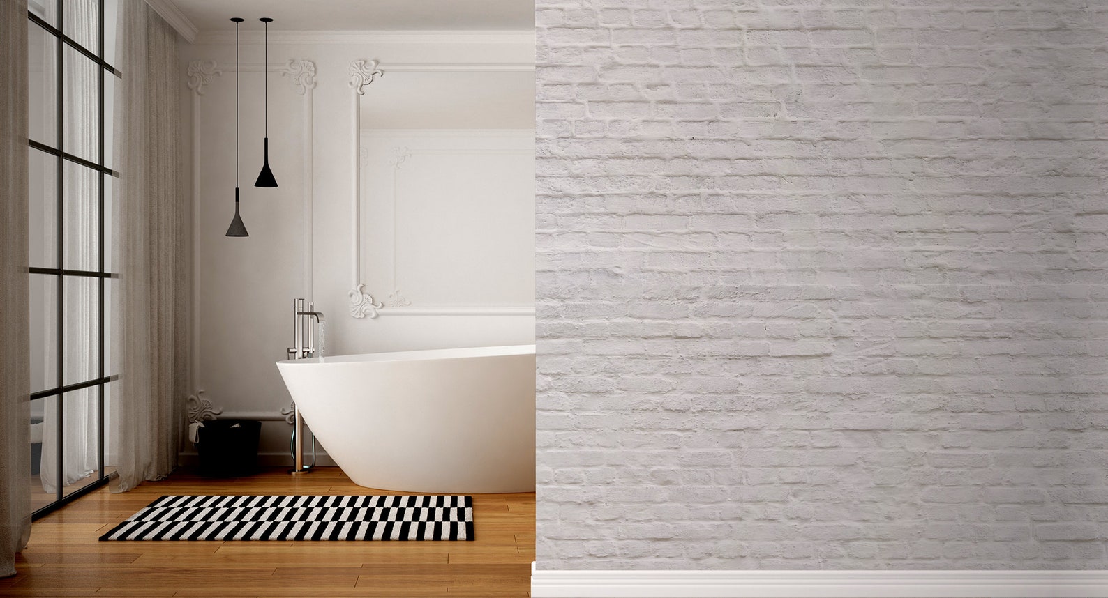 White brick wall photo wallpaper Self adhesive Peel & | Etsy