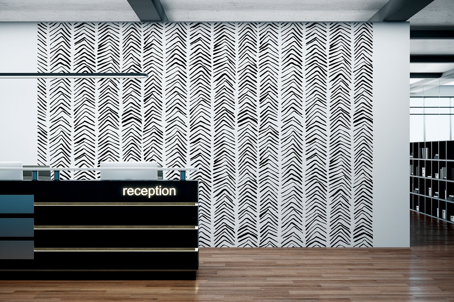 Black and white linear pattern wallpaper Self adhesive | Etsy