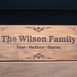 PERSONALIZED Wood Sign With Family Name and Members | Custom Engraved ...