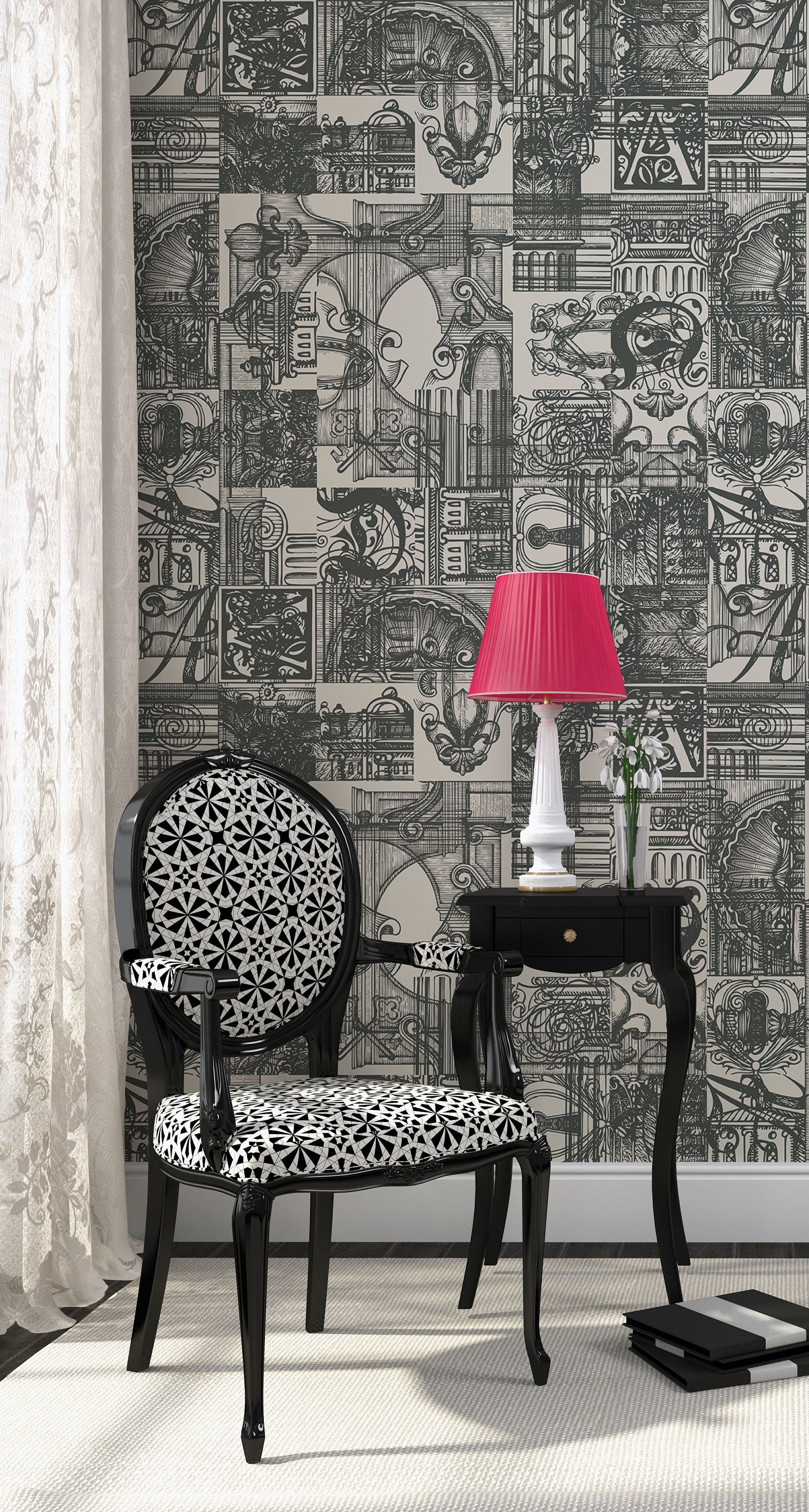 Vintage Ancient Medieval Wallpaper Architectural Pattern & - Etsy