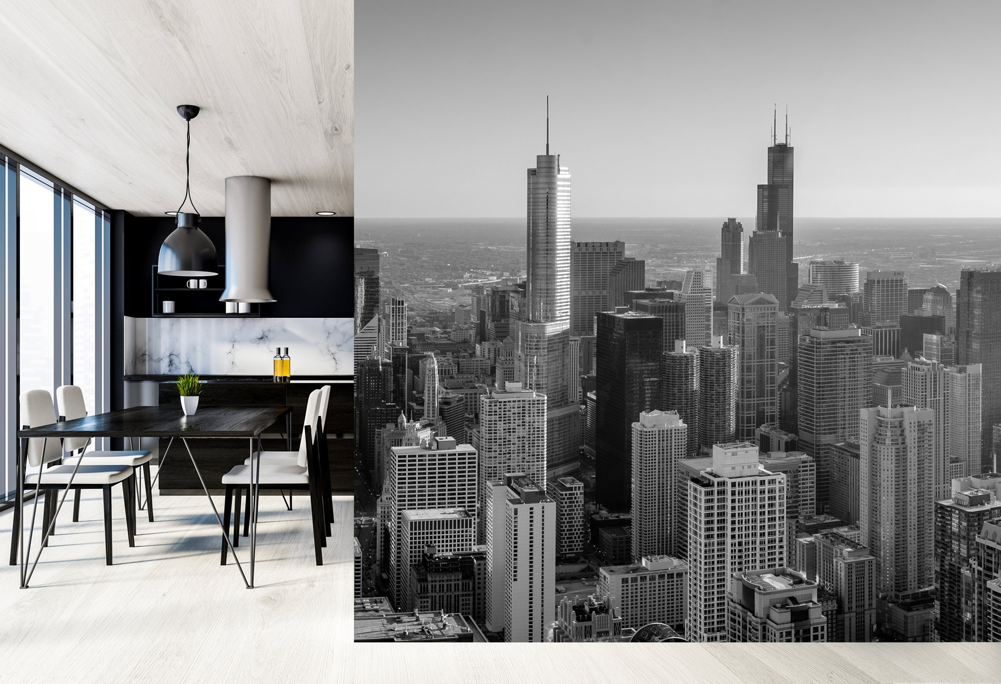 Chicago city photo wallpaper Self adhesive Peel & Stick | Etsy