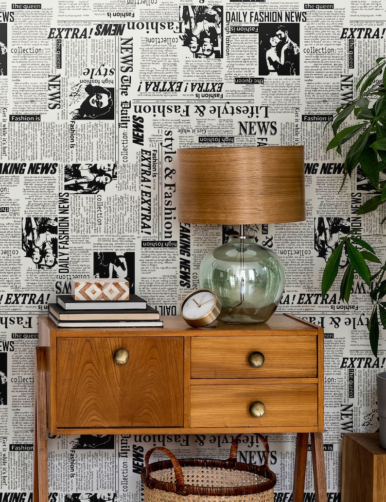 Old Newspaper Wallpaper Vintage Magazine Sheet Pattern Retro - Etsy