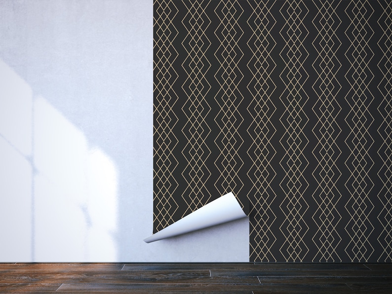 Black Wallpaper With Diamond Pattern no Metallic Effects | Etsy