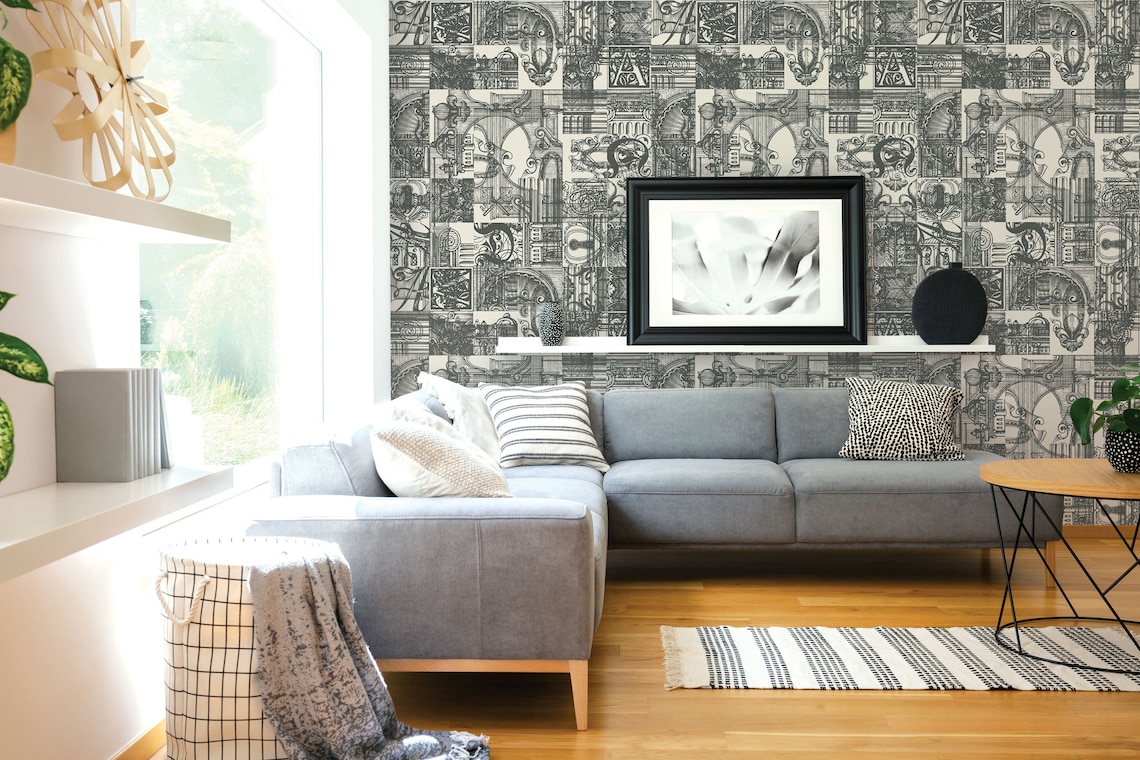 Vintage Ancient Medieval Wallpaper Architectural Pattern & - Etsy