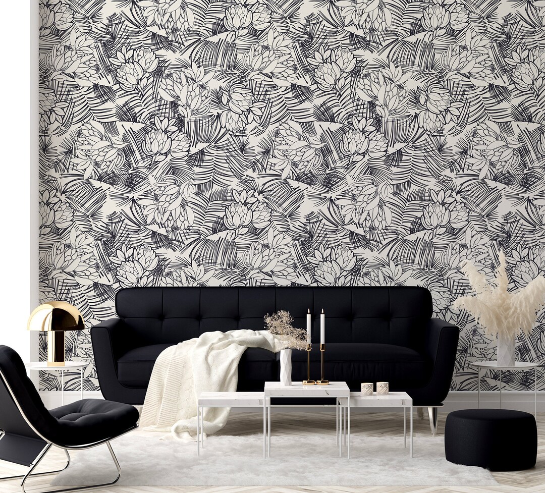 Hand Drawn Floral Pattern Wallpaper | Self Adhesive | Peel & Stick ...