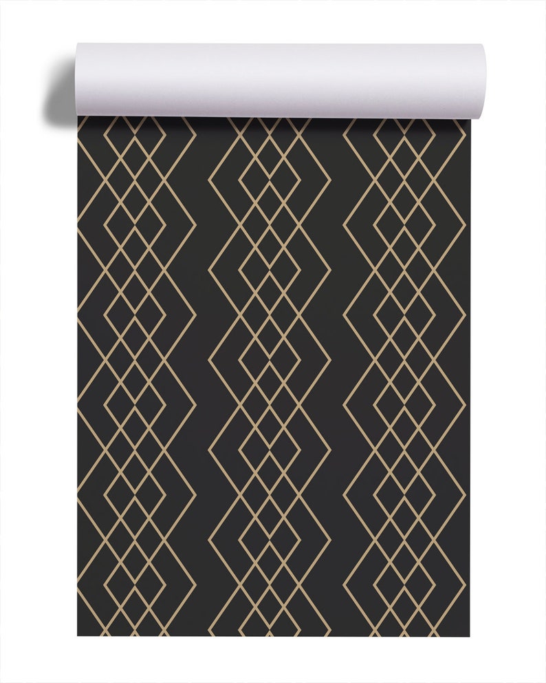 Black Wallpaper With Diamond Pattern no Metallic Effects | Etsy