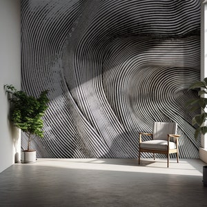 Abstract Geometric Curved Lines Wallpaper, Color Accent, Modern Wall ...