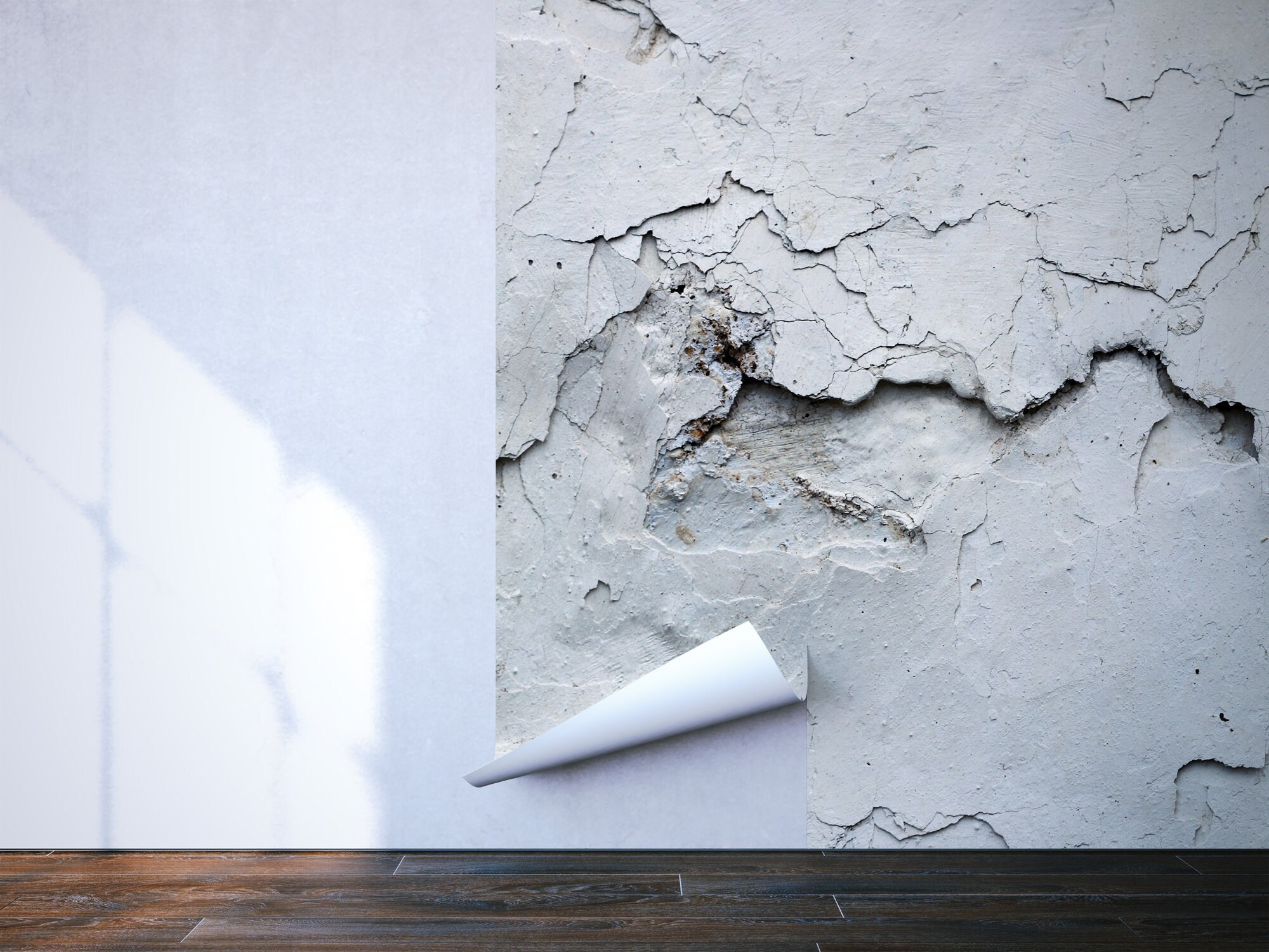 White Broken Stone Wall Photo Wallpaper | Self Adhesive | Peel & Stick ...