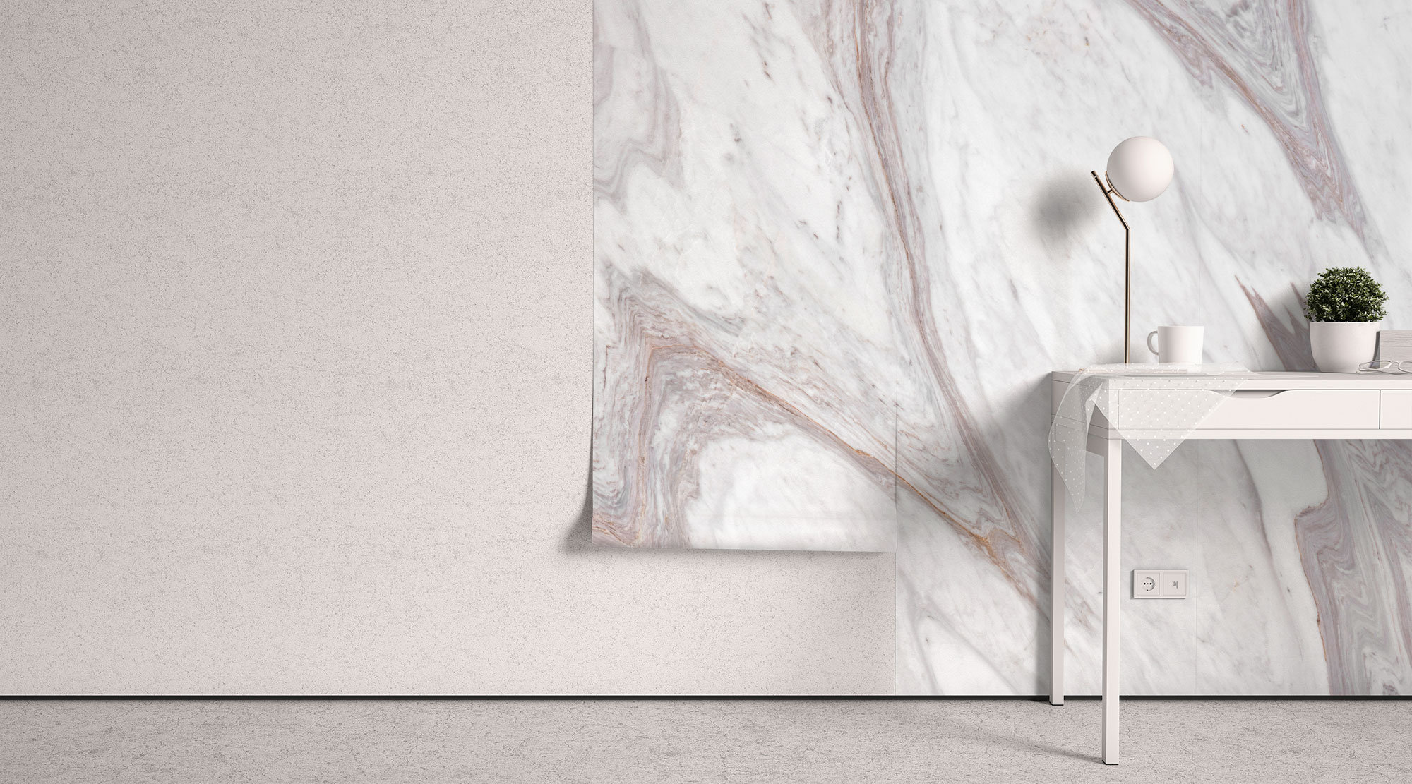 Natural White Marble Wallpaper With Wavy Patterns Self | Etsy