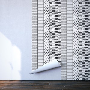 Black and White Wallpaper With Lines and Patterns | Self Adhesive ...