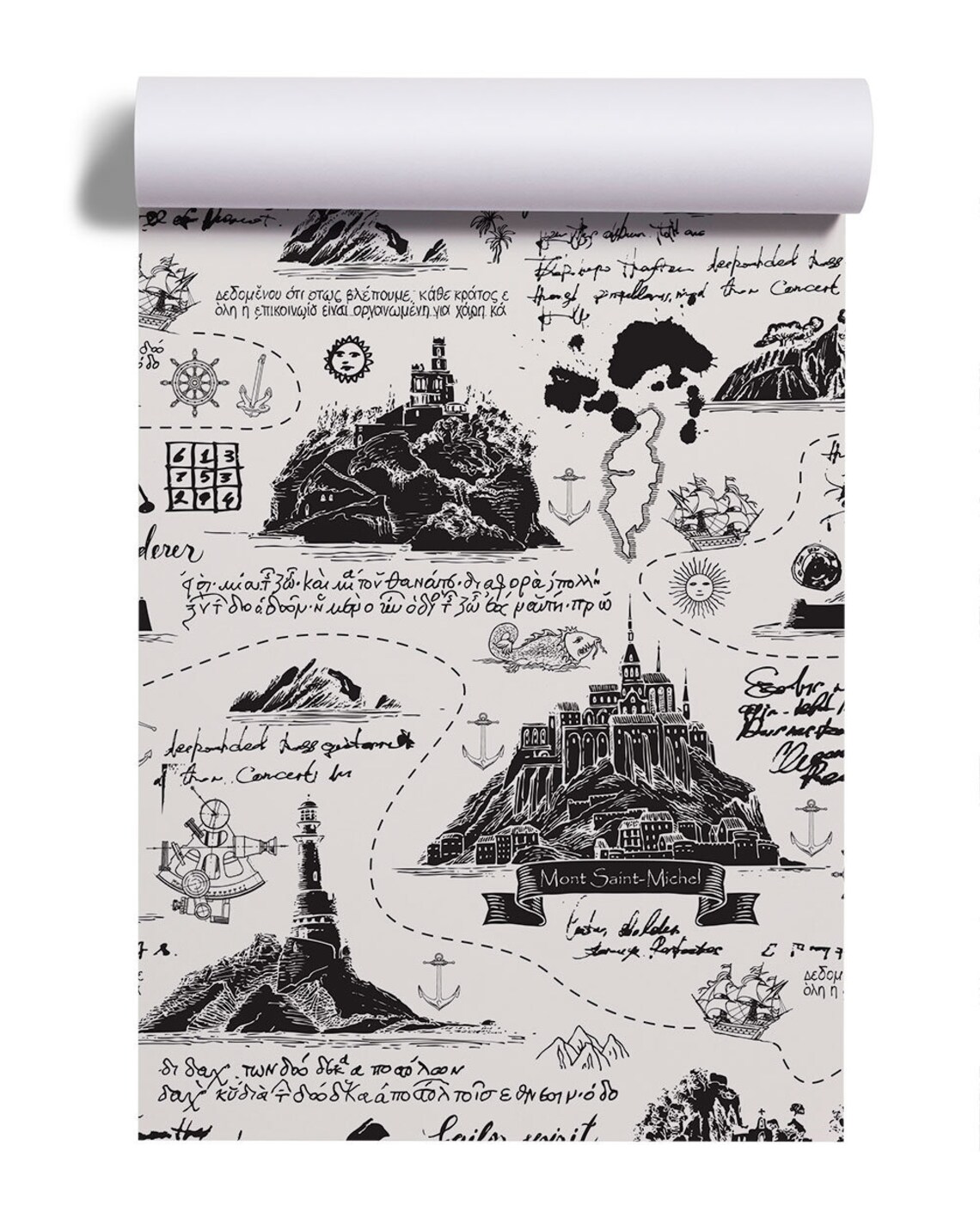 Vintage Nautical Themed Wallpaper Sailboat Island Helm - Etsy