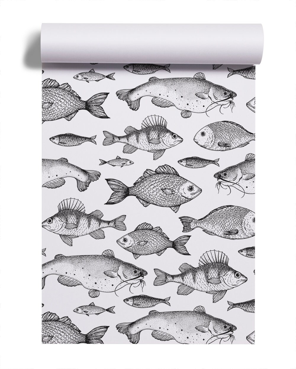Black and White Fish Pattern Photo Wallpaper Self Adhesive - Etsy