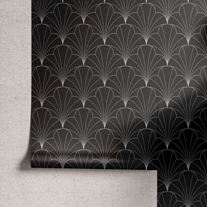 Dark Art Deco Geometric Damask Pattern Wallpaper | Self Adhesive | Peel ...